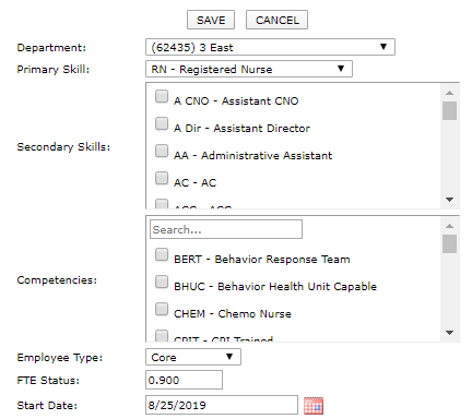 Editing Employee Competencies