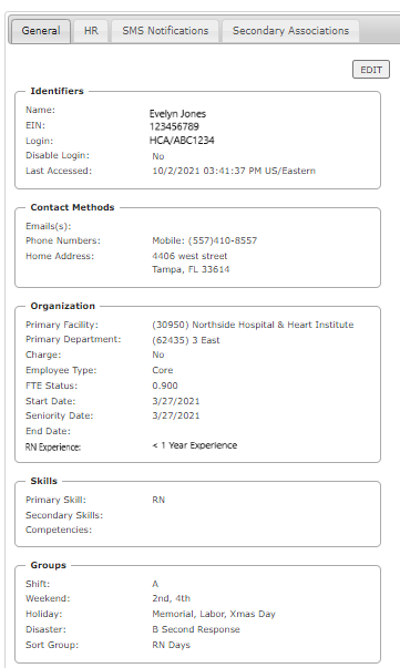 Viewing the Employee General Information Page