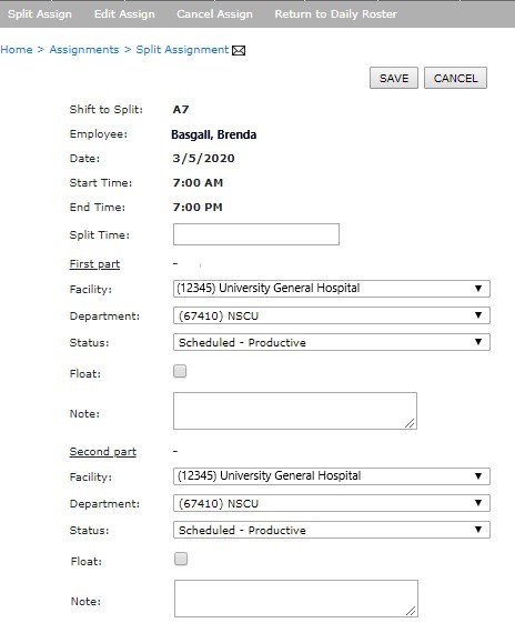 Daily Roster - Split Assignment