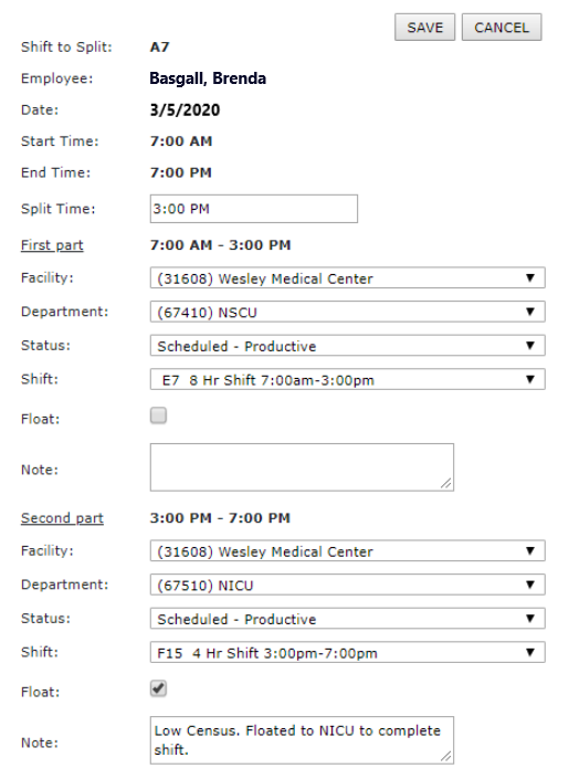 Daily Roster - Split Assignment